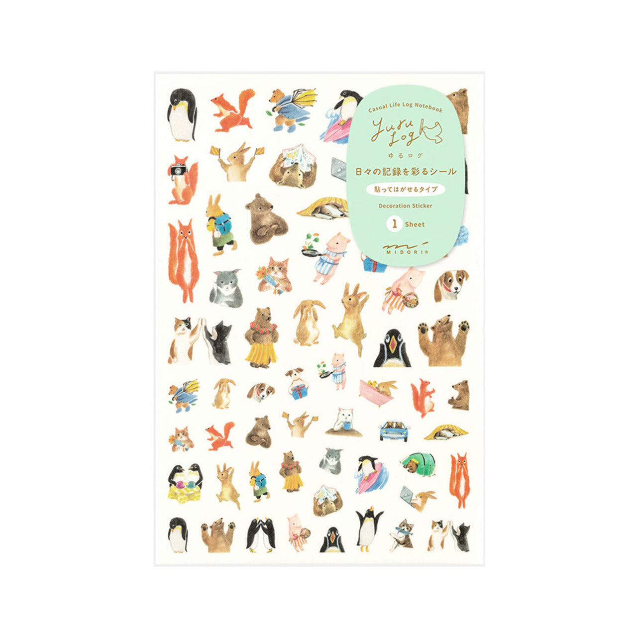Yuru Log Animal Decoration Stickers Single Sheet – Milligram