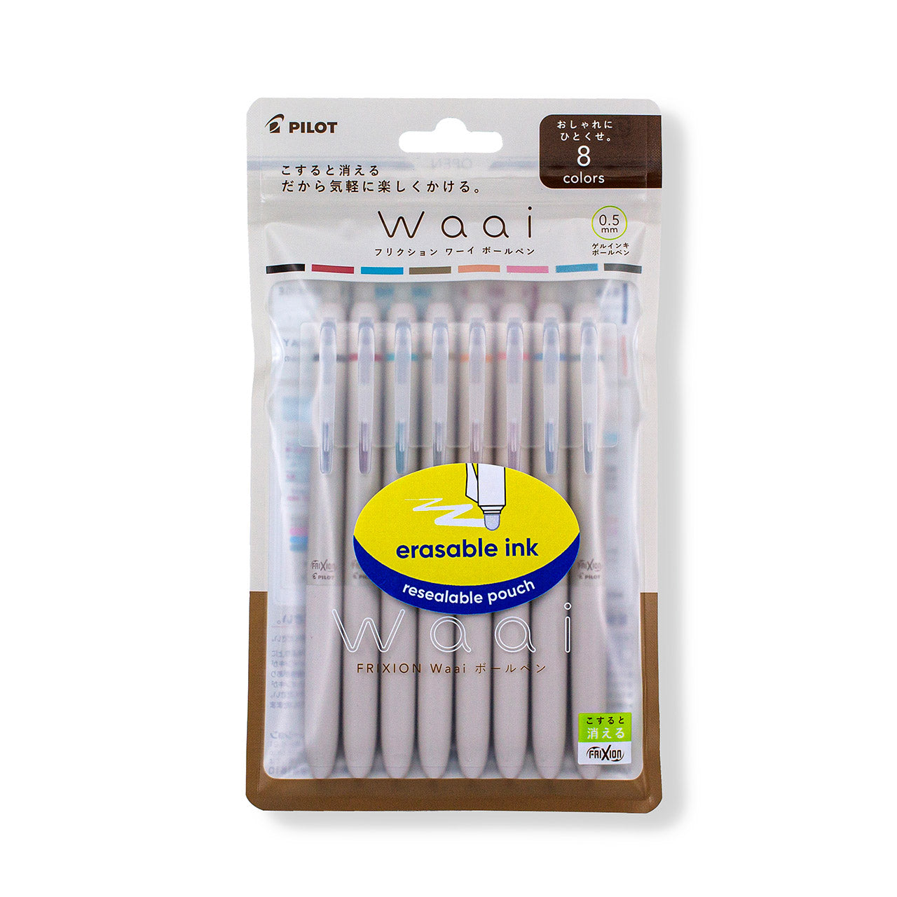 Pilot FriXion Clicker Waai Erasable Pastel Gel Pens Set of 8 – Milligram