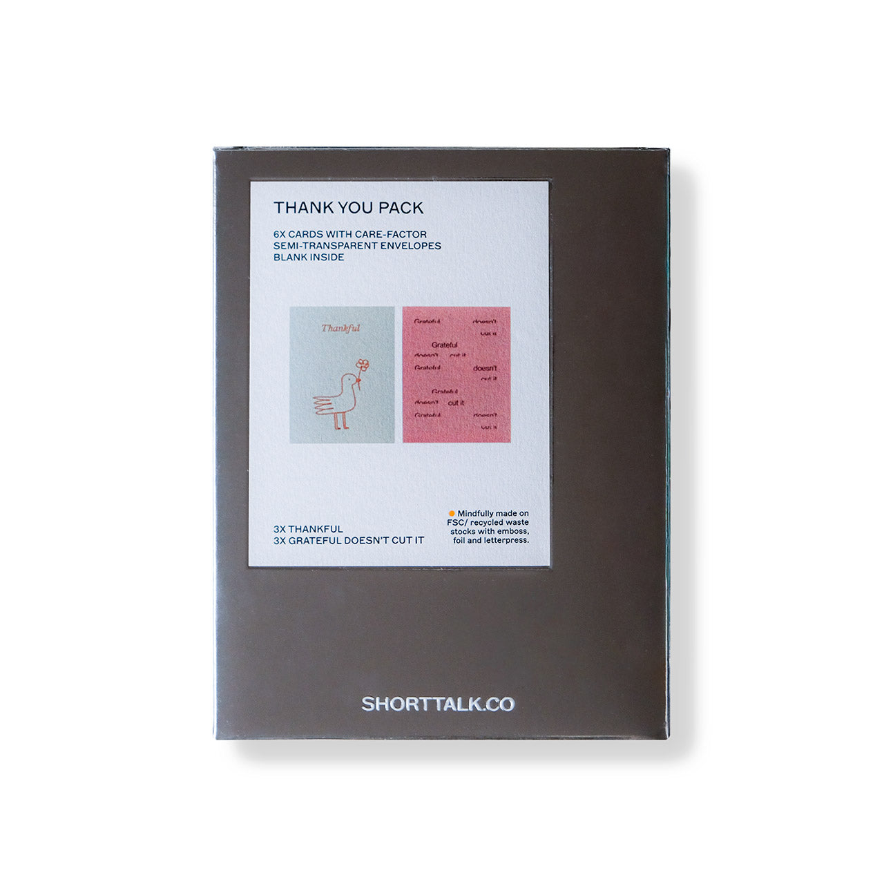Short Talk Thank You Pack Set of 6 Greeting Cards – Milligram
